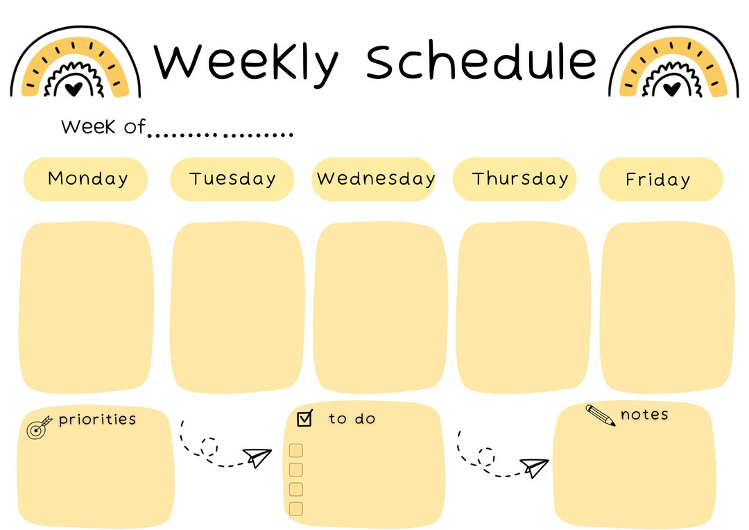 Simple Weekly Schedule Planner - Digital Download - Etsy
