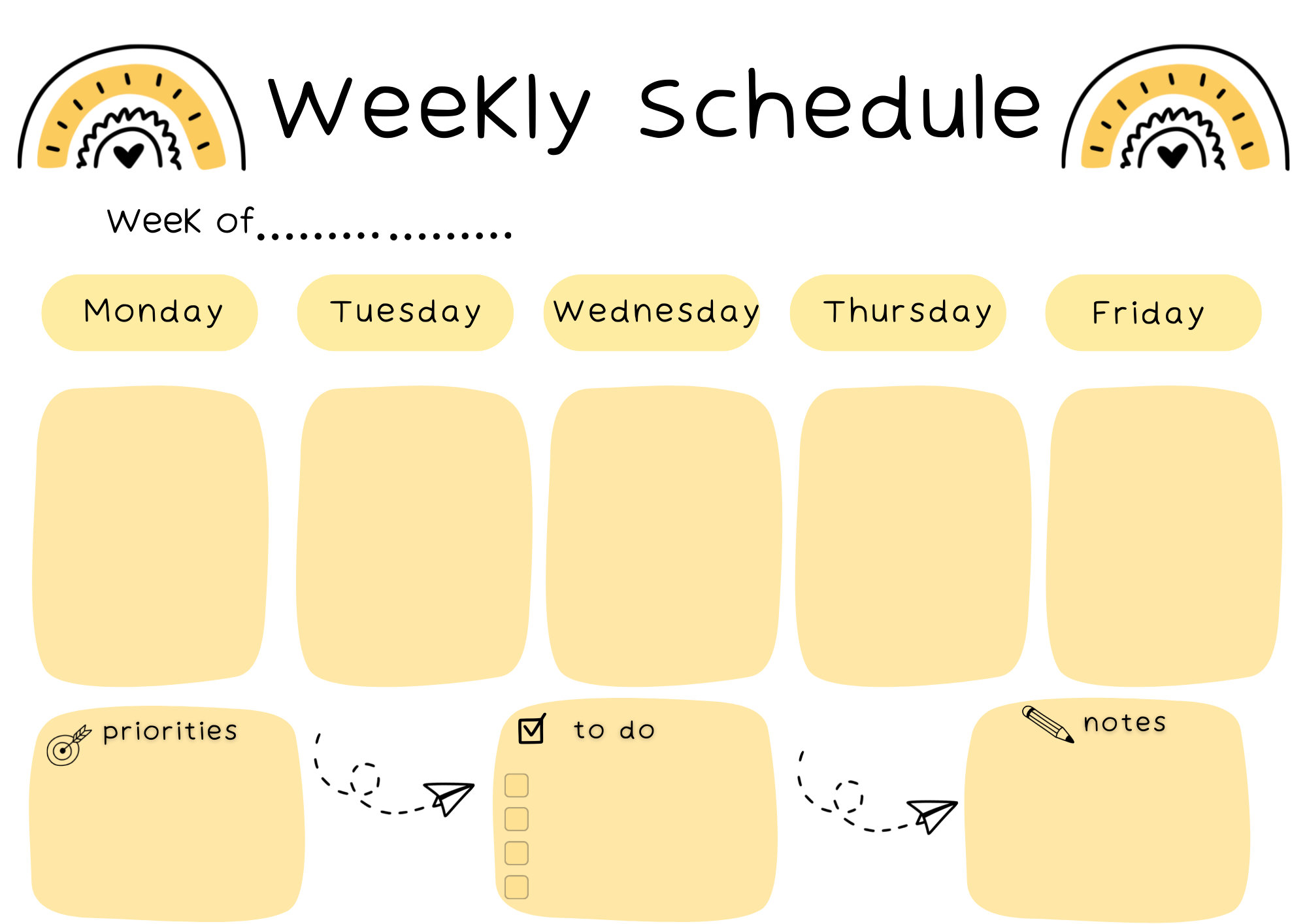 Simple Weekly Schedule Planner - Digital Download - Etsy