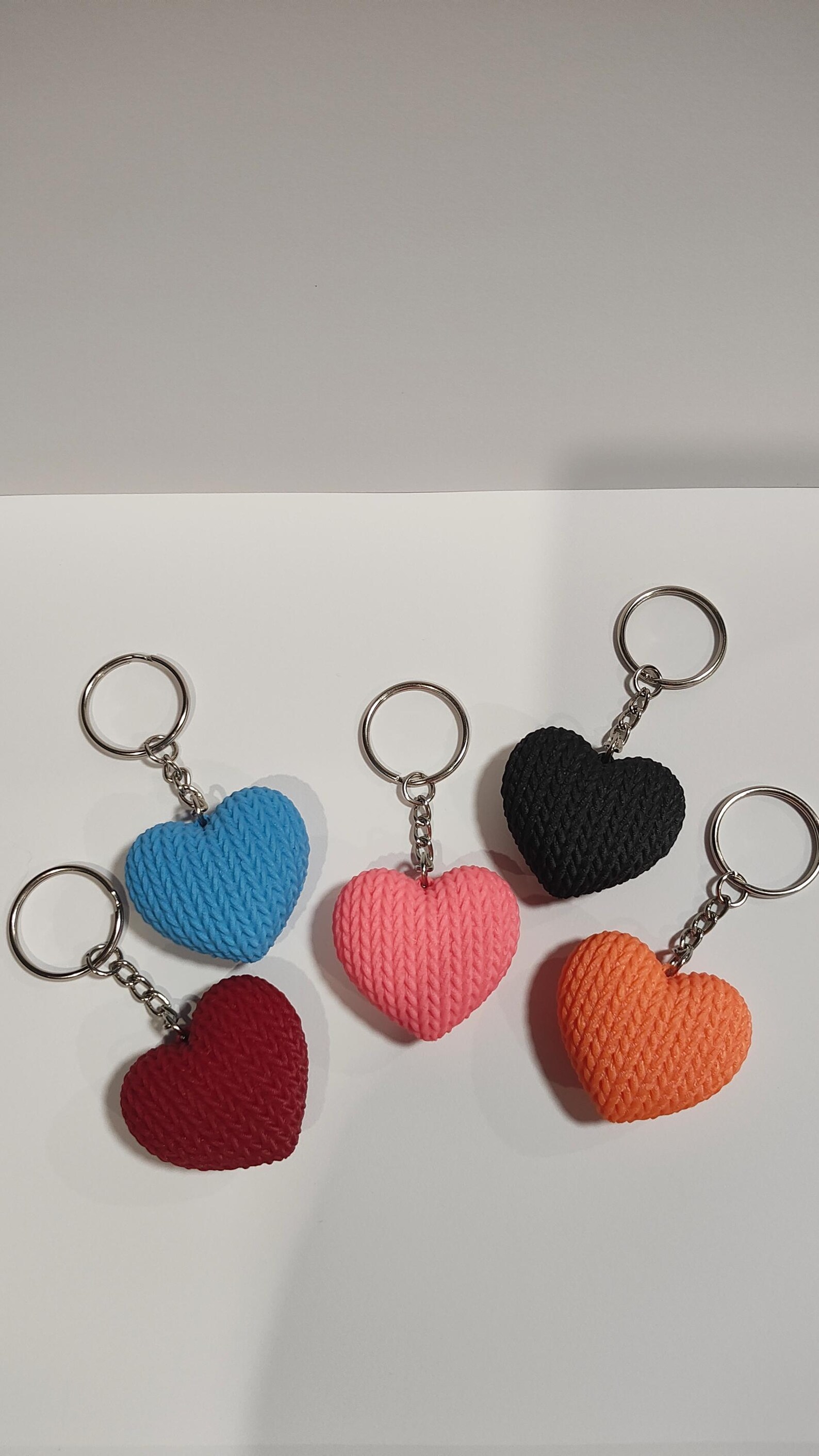 Knit Style Heart Keychain - 3d Printed Cozy Heart Charm - Cute Gift or ...
