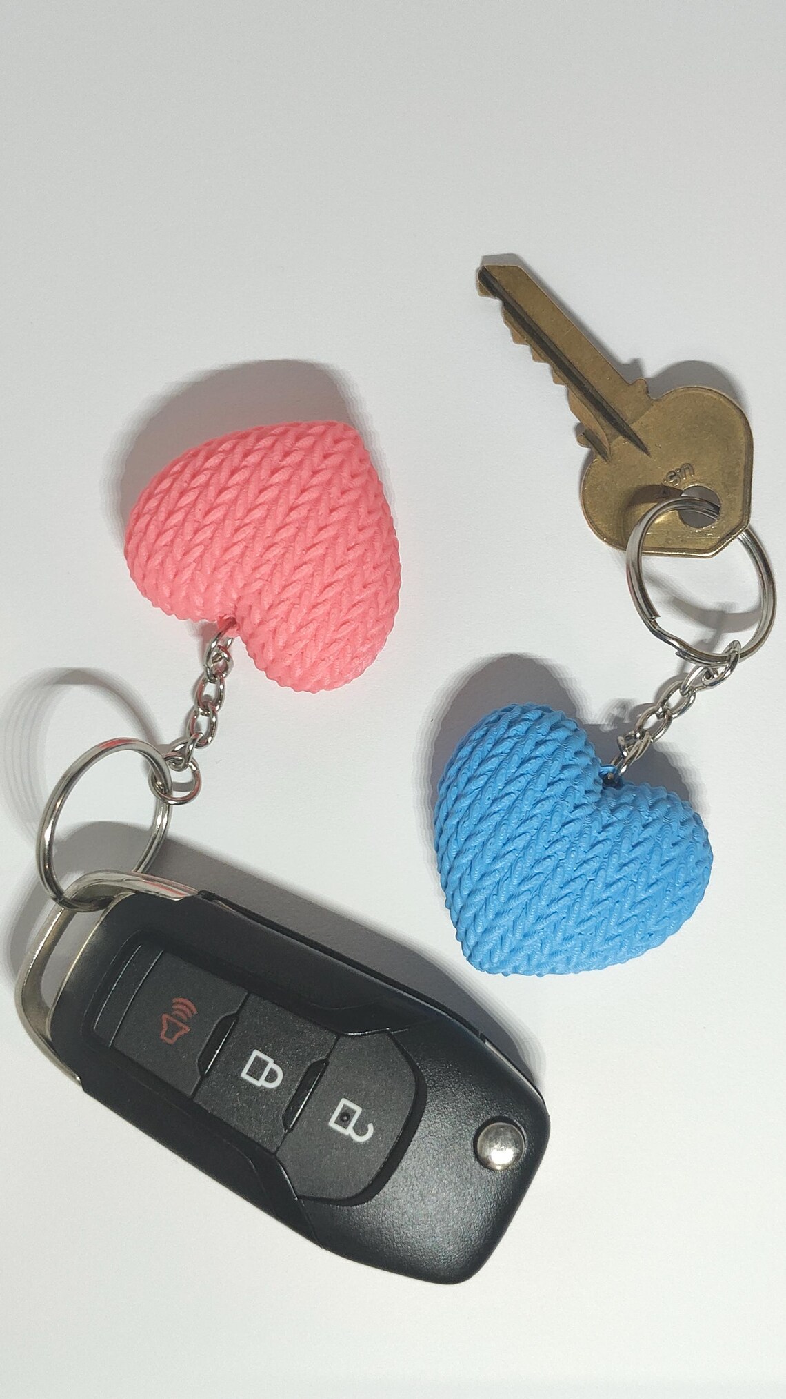 Knit Style Heart Keychain - 3d Printed Cozy Heart Charm - Cute Gift or ...