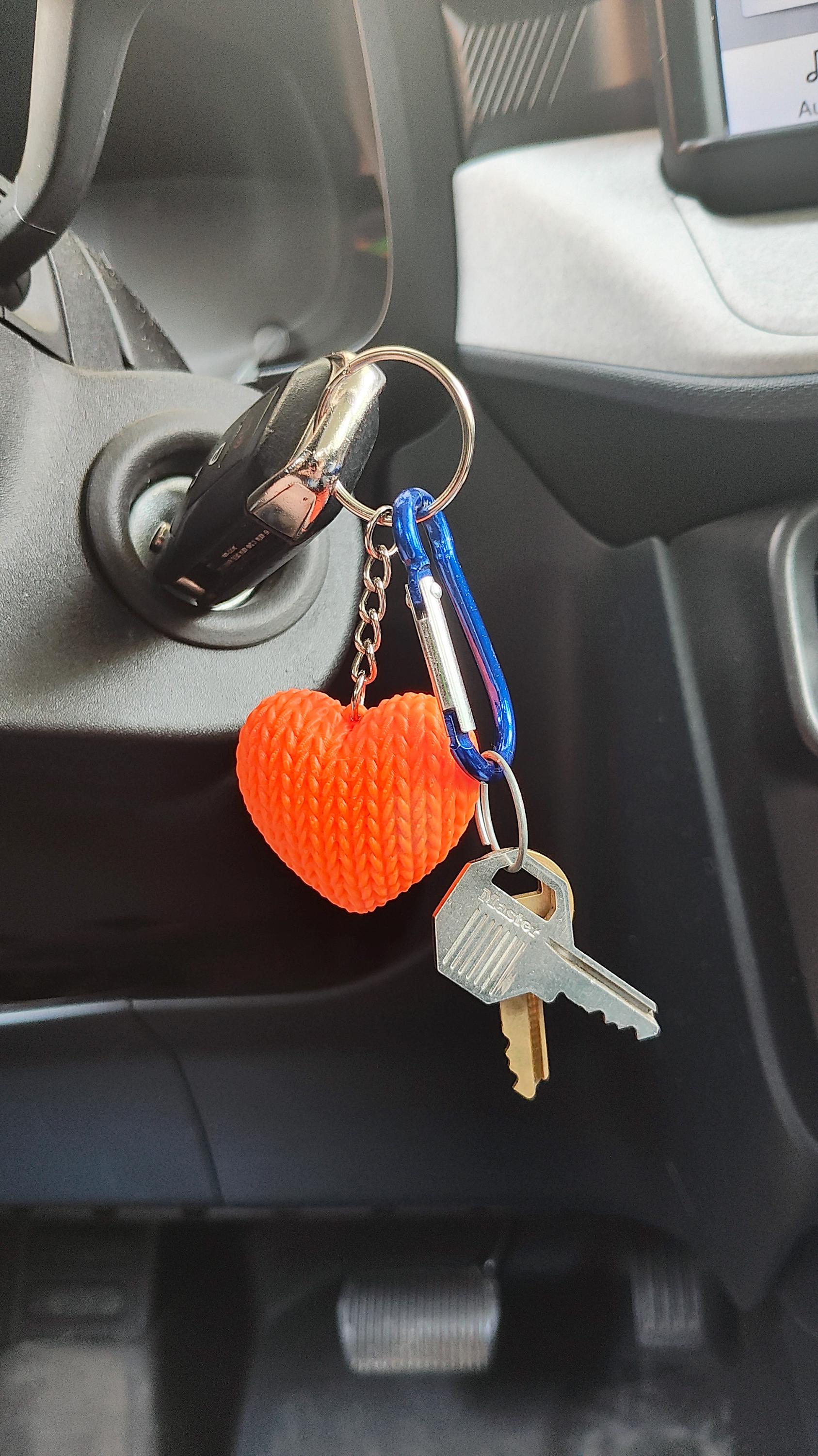 Knit Style Heart Keychain - 3d Printed Cozy Heart Charm - Cute Gift or ...