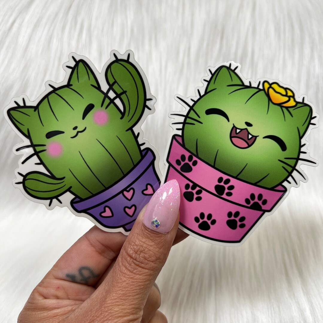 Kitty Cactus - Vinyl Sticker - Etsy