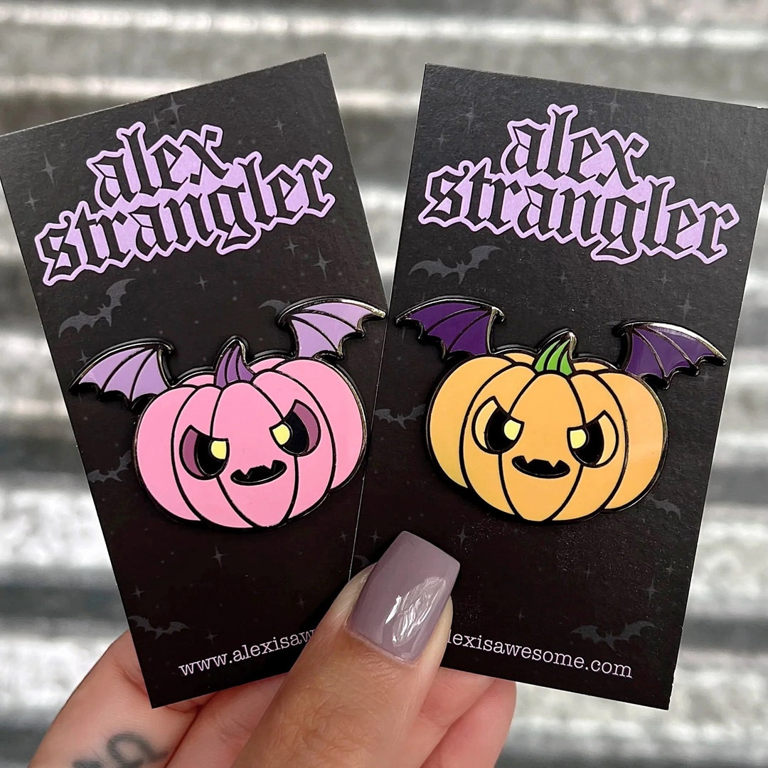 Pumpkin Bat Enamel Pin - Etsy