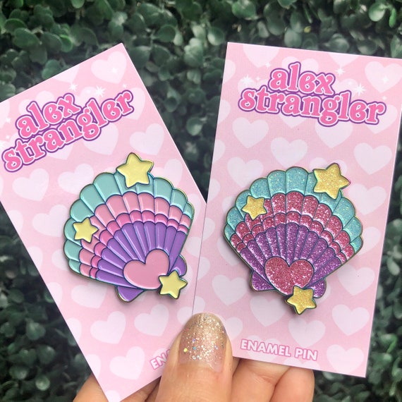 Kawaii Mermaid Seashell Enamel Pin - Etsy