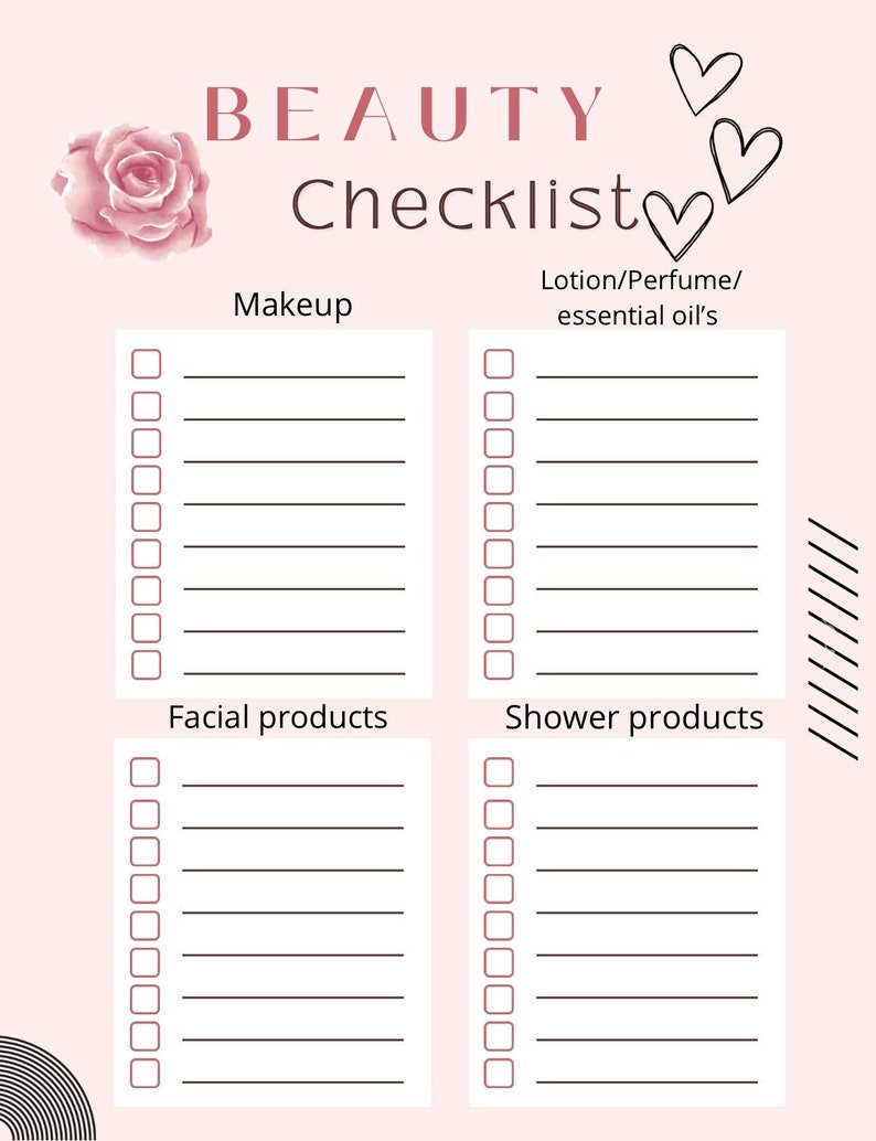 Beauty Checklist - Etsy