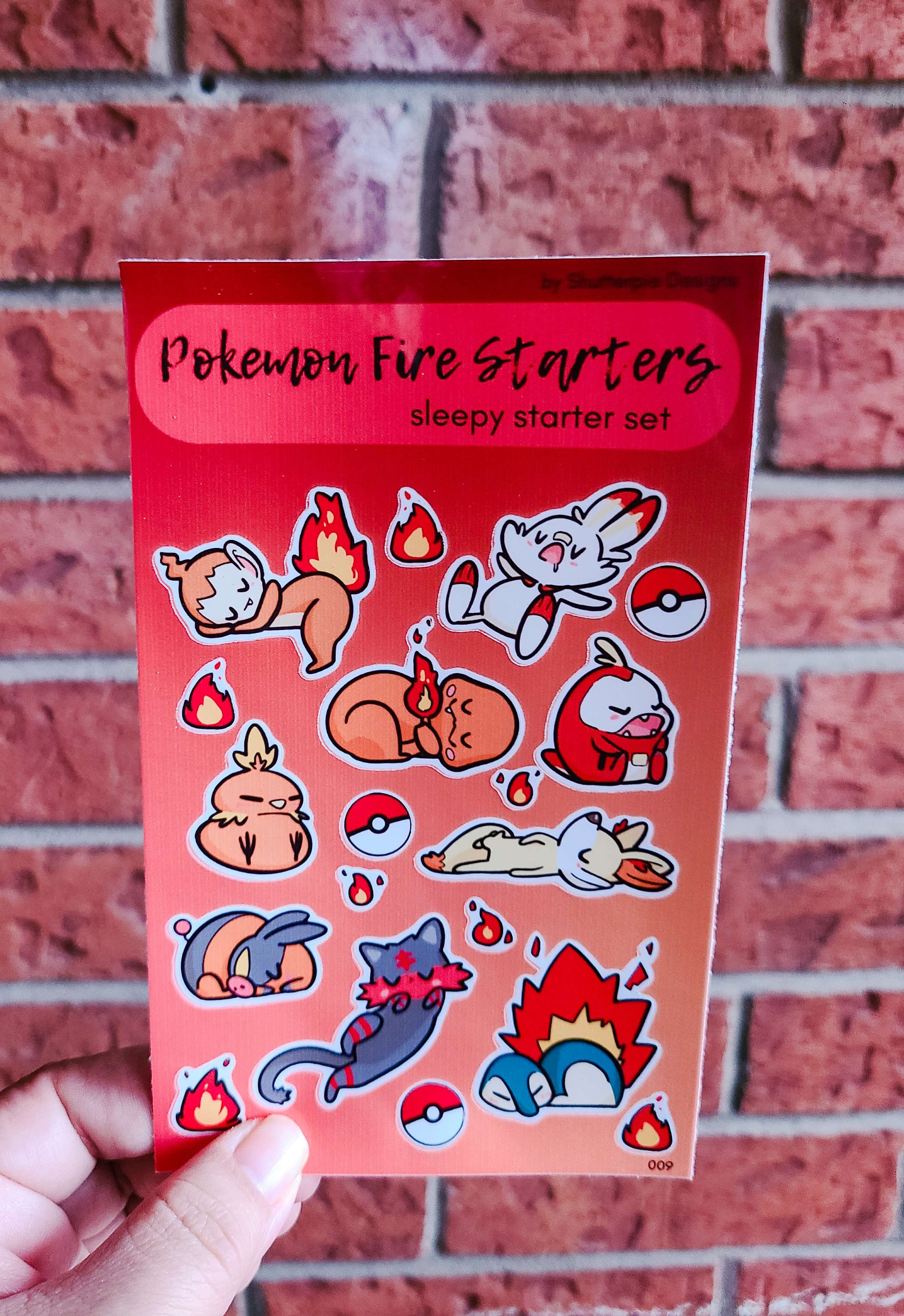 Pokemon Fire Starters Sticker Sheet Kisscut Stickers Pokemon Stickers ...