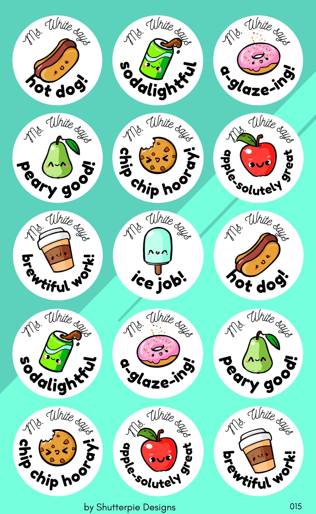 30x Custom Some More FOOD PUN Teacher Stickers - Teacher Rewards ...