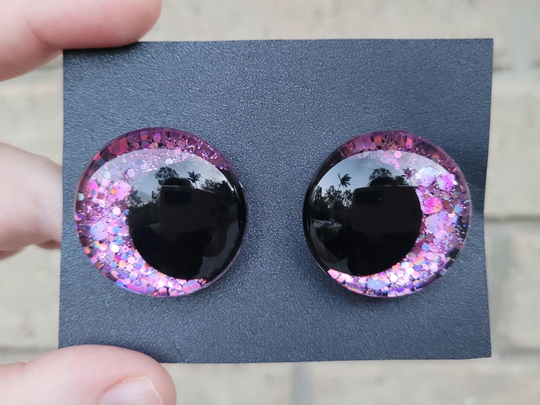 Handpainted Safety Eyes - Carrie | Amigurumi Glitter Craft Eyes | Black ...