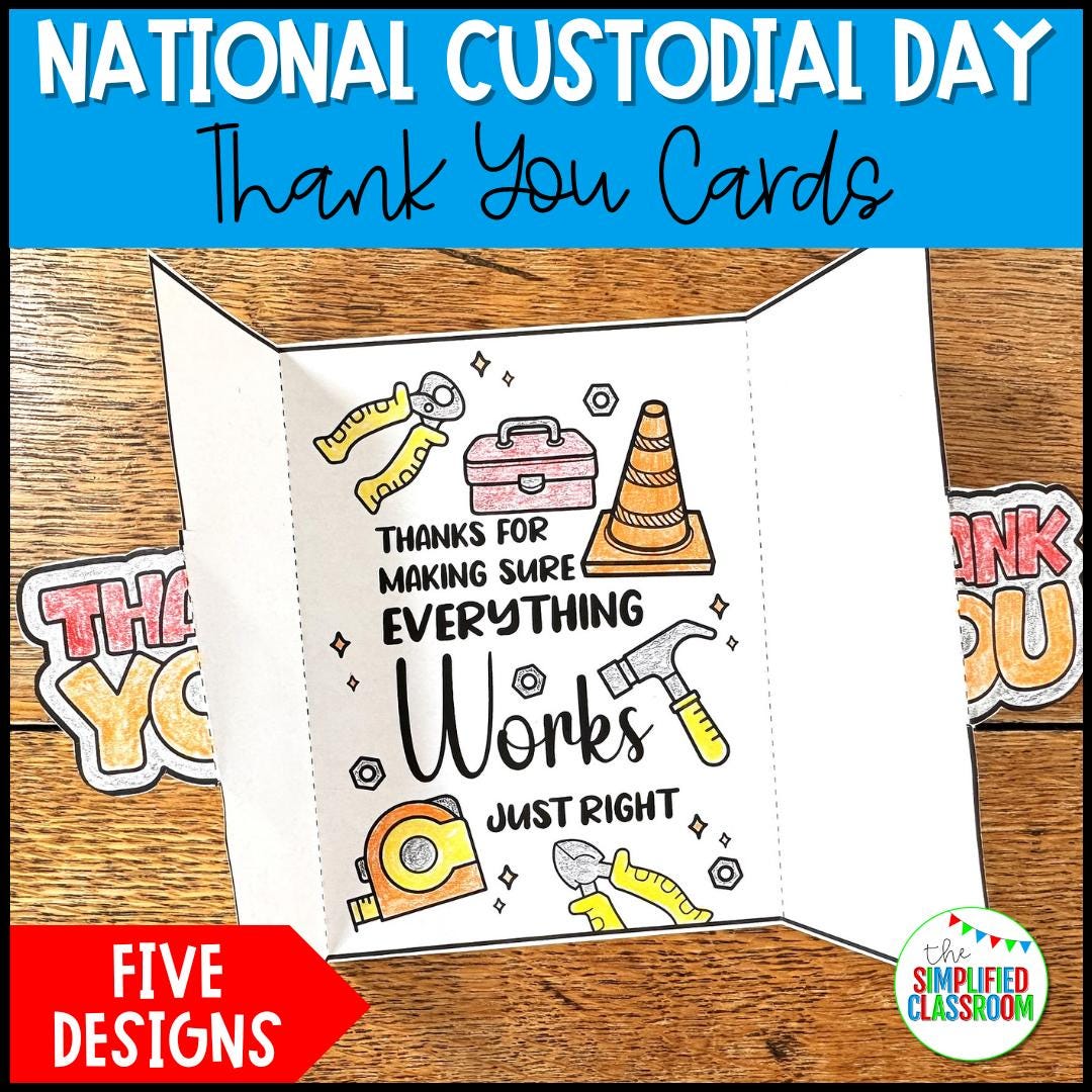 National Custodian Day - Thank You Cards to Custodians to Show ...