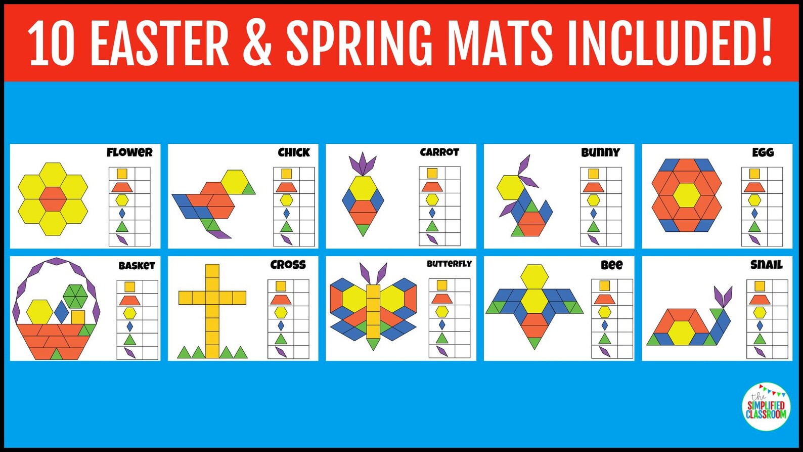 Spring Pattern Blocks, Spring Pattern Block Mats, Spring Tangrams ...