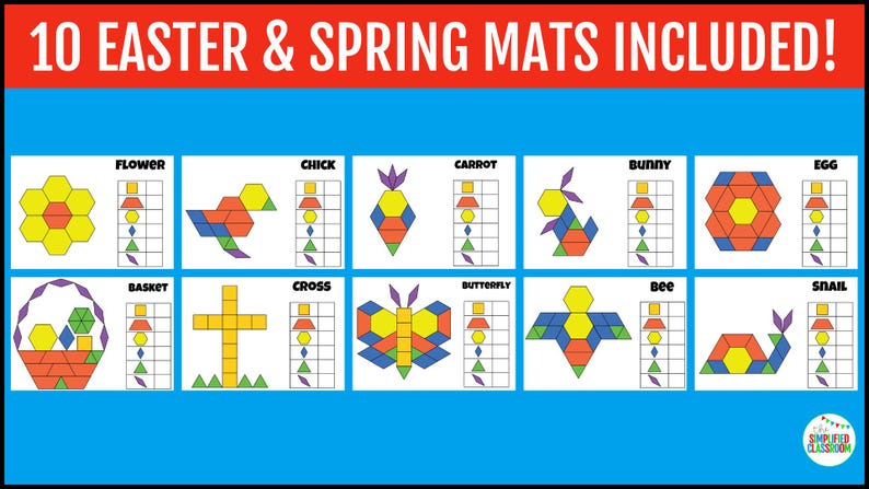 Spring Pattern Blocks, Spring Pattern Block Mats, Spring Tangrams ...