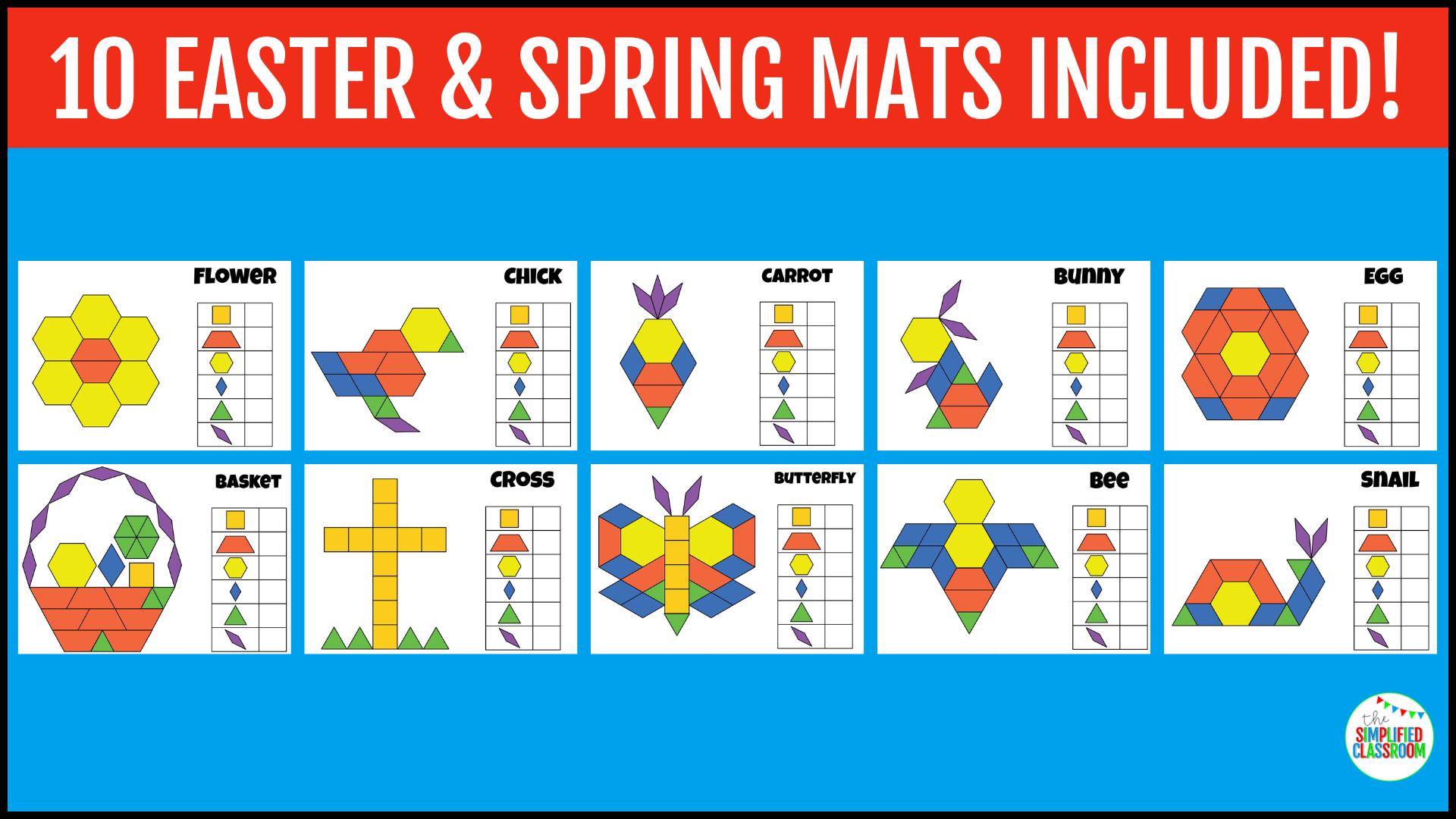 Spring Pattern Blocks, Spring Pattern Block Mats, Spring Tangrams ...