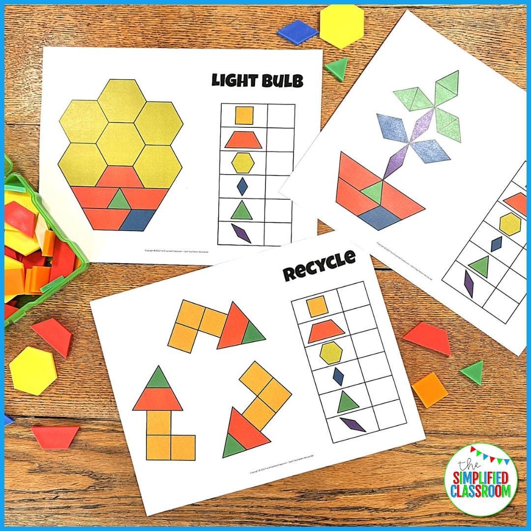 Earth Day Pattern Blocks, Earth Day Tangrams, Pattern Block Templates ...