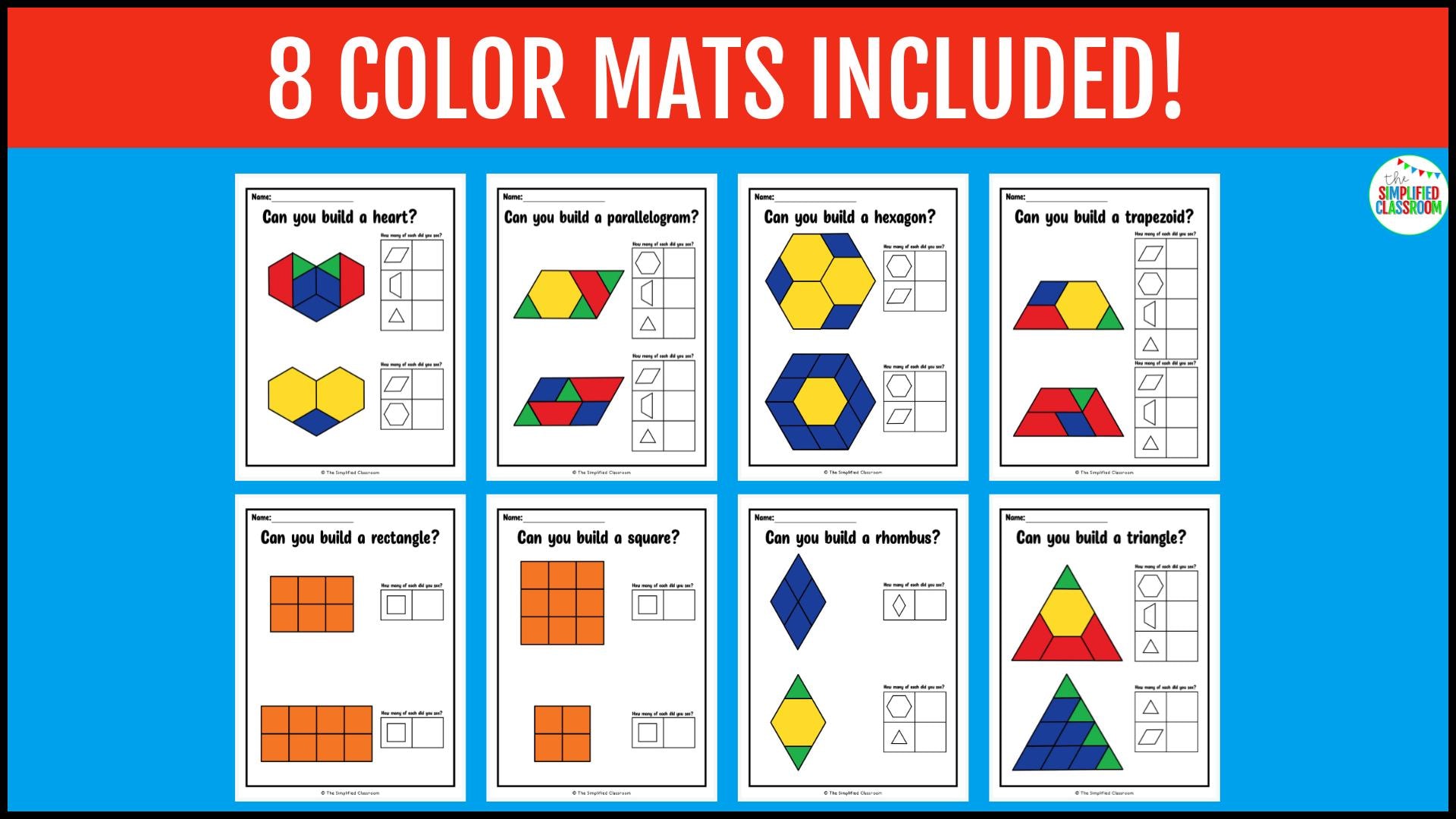 Geometric Shapes Pattern Blocks, Printable Tangrams, Pattern Block ...