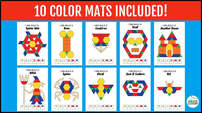 Halloween Pattern Block Mats, Halloween Tangrams, Pattern Block Mats ...