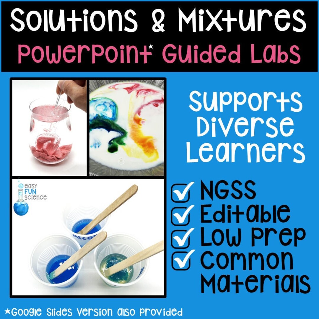 Solutions and Mixtures Editable Digital - Etsy