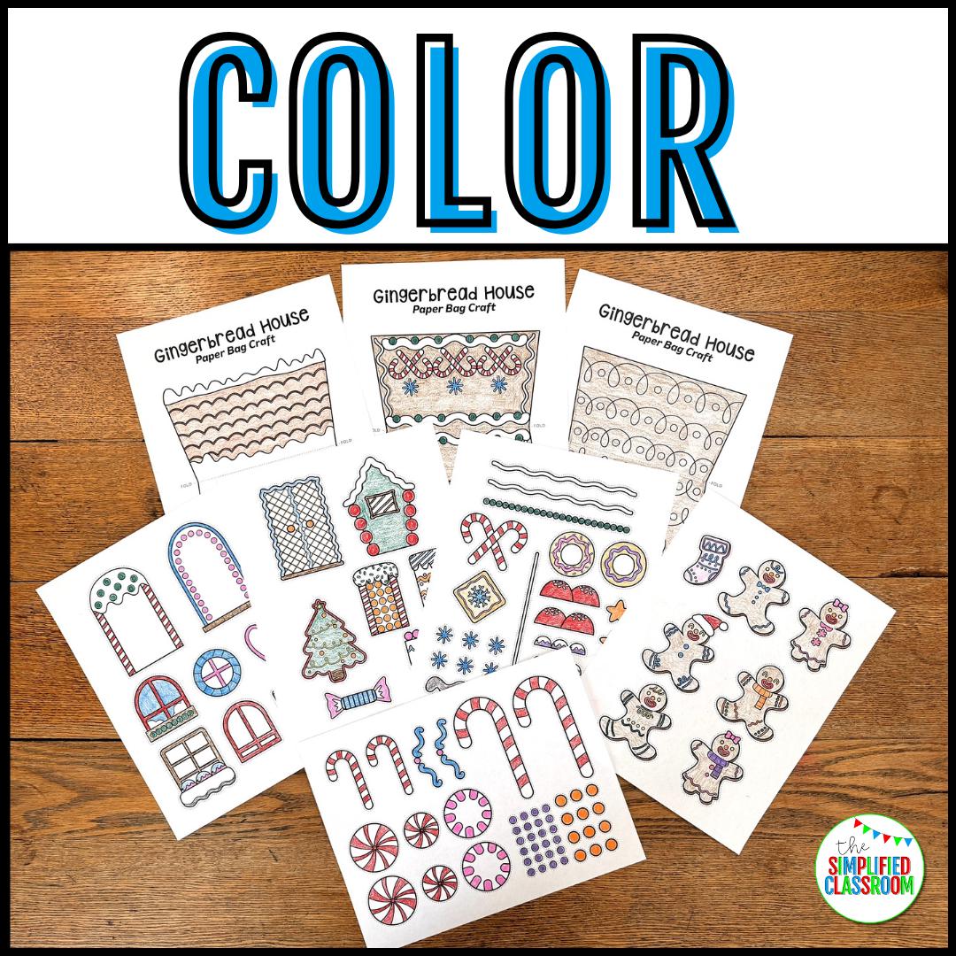 Paper Bag Gingerbread House Craft Templates | Christmas Art Activity ...