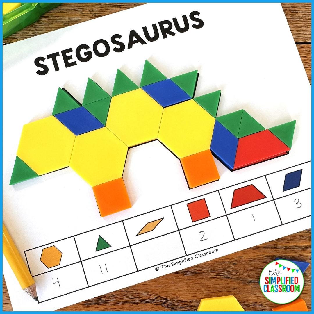 Dinosaur Pattern Block Mats, Dinosaur Pattern Block Templates, Dinosaur ...