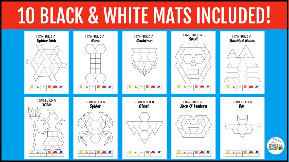Halloween Pattern Block Mats, Halloween Tangrams, Pattern Block Mats ...