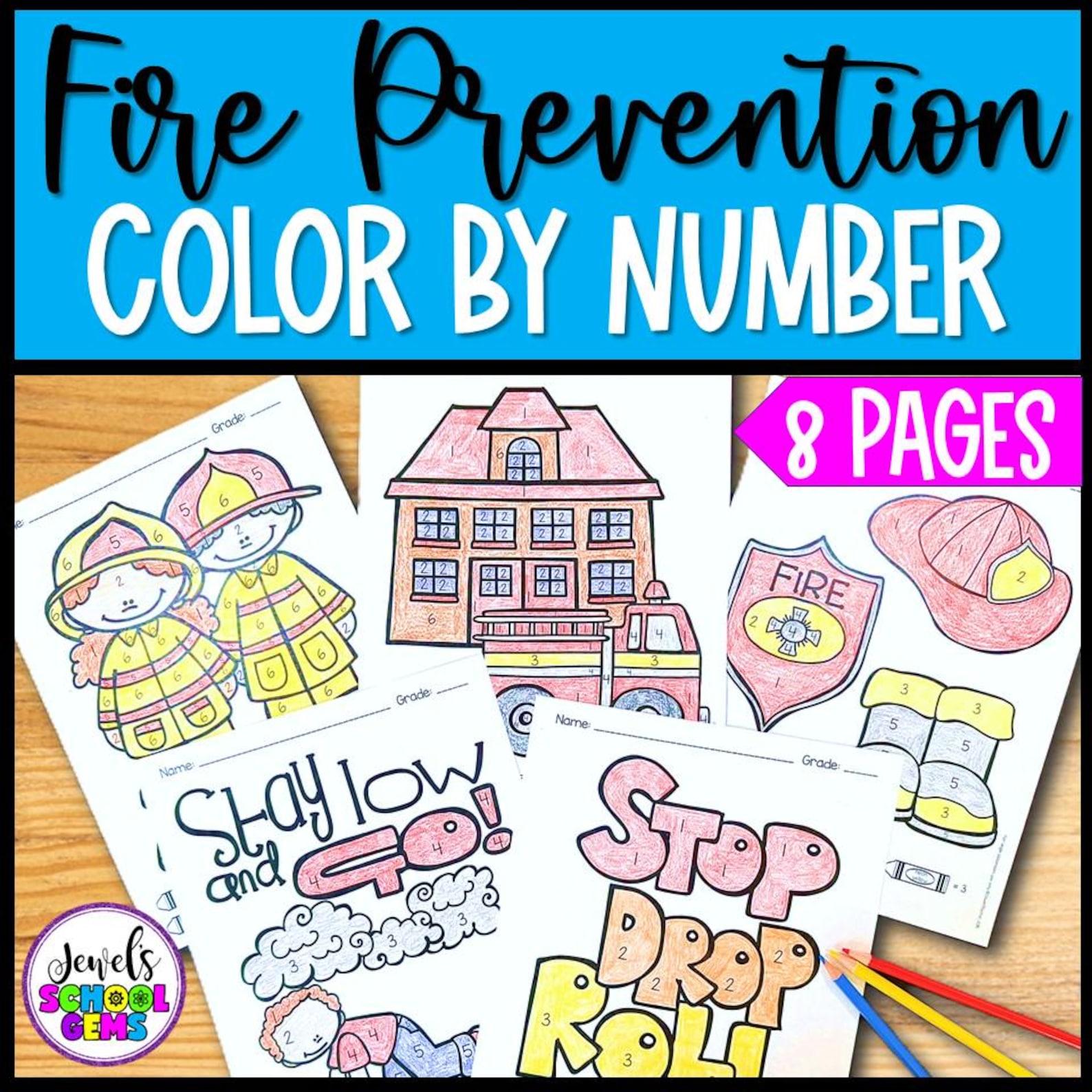 Fire Safety Coloring Pages - Fire Prevention Week Activities - Color by ...
