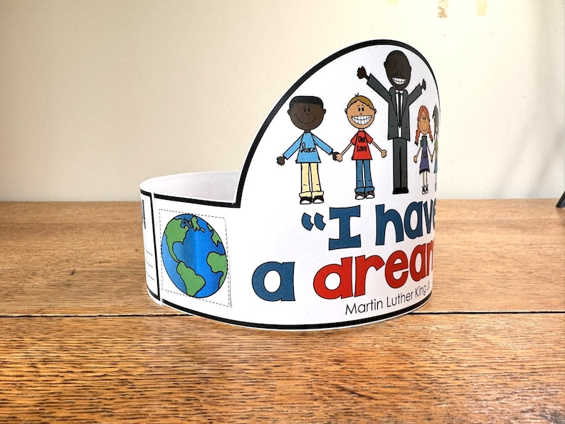 Dr. Martin Luther King Jr Headband Hat Crowns MLK Day Cut & Paste Craft ...
