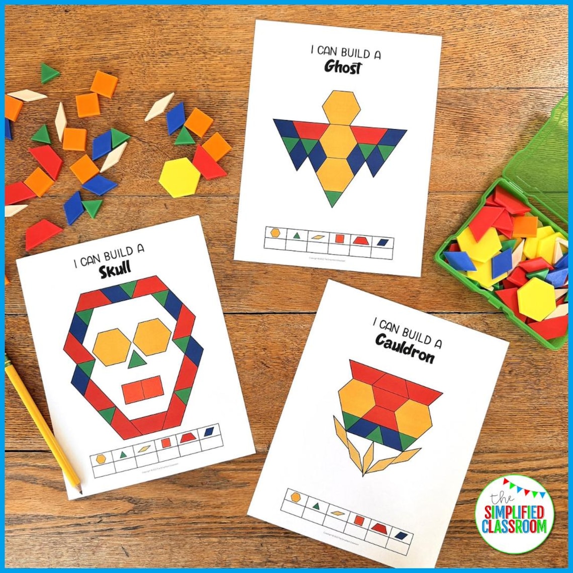 Halloween Pattern Block Mats, Halloween Tangrams, Pattern Block Mats ...