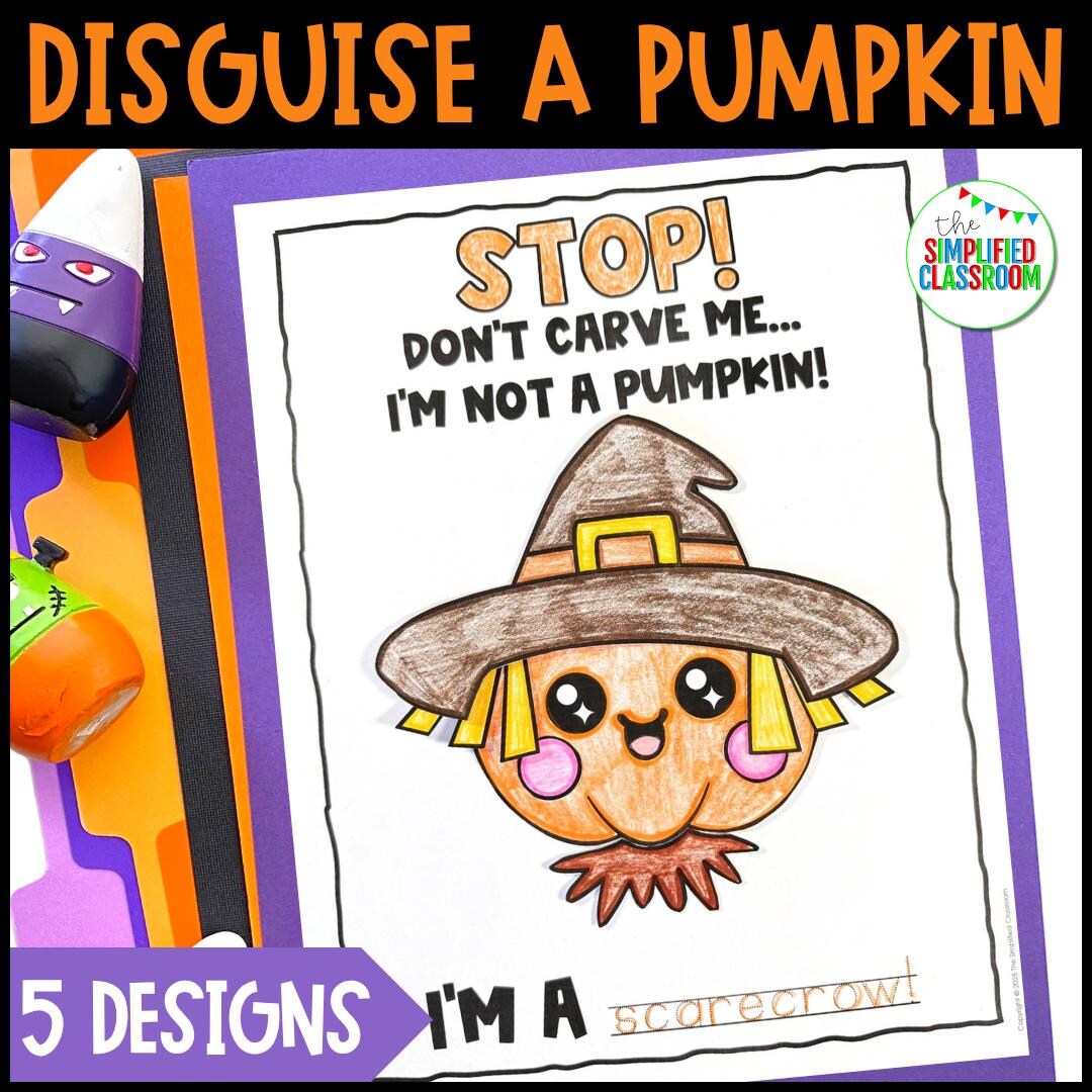 Disguise a Pumpkin Cut & Paste Easy Halloween Craft Kindergarten 1st ...
