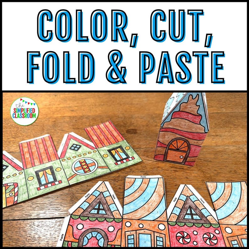 3D Gingerbread House Color by Number Craft | Printable Activity - Etsy