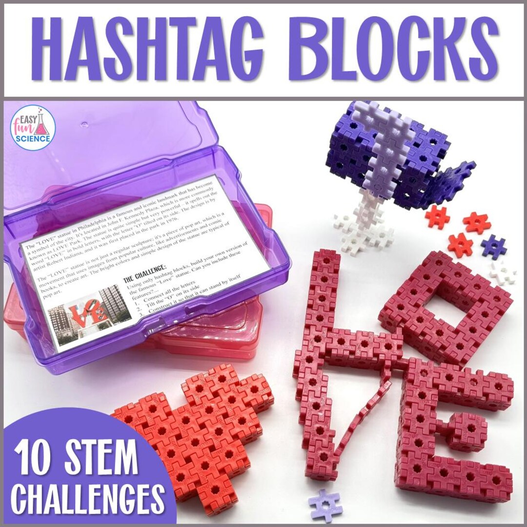 Hashtag Block Pattern Sheets, Hashtag Block Task Cards for Valentine's ...