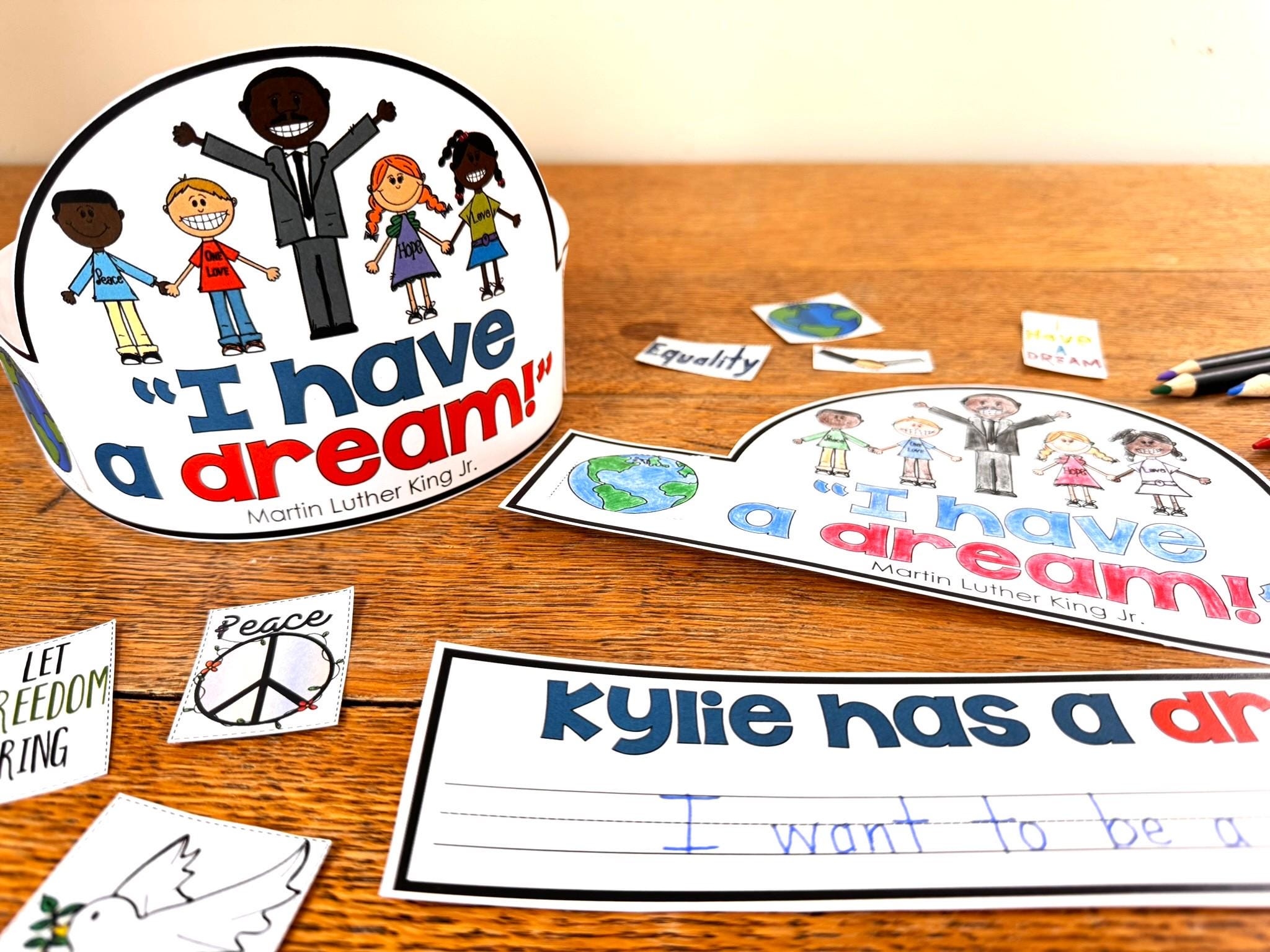 Dr. Martin Luther King Jr Headband Hat Crowns MLK Day Cut & Paste Craft ...