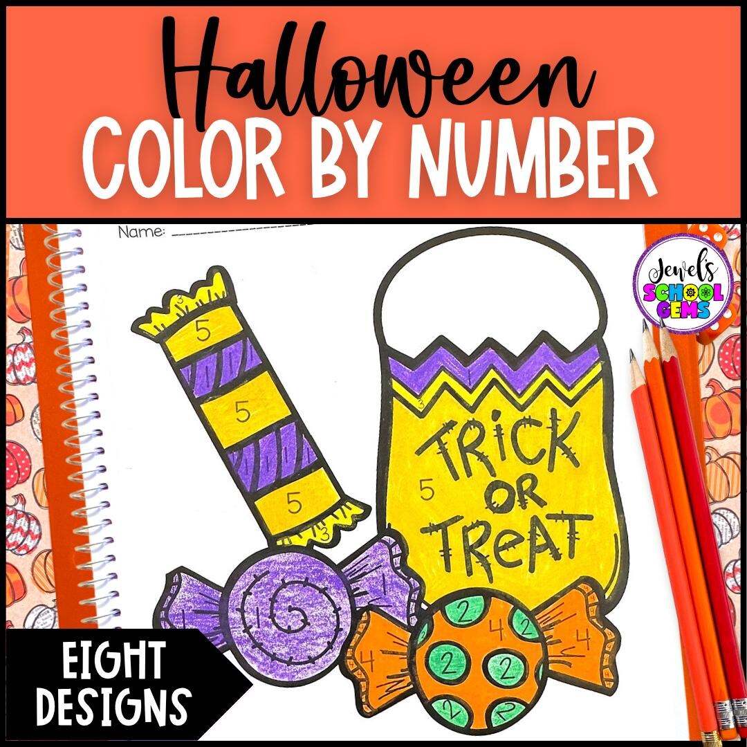 Halloween Coloring Sheets Fall Color by Number Kindergarten 1st 2nd ...