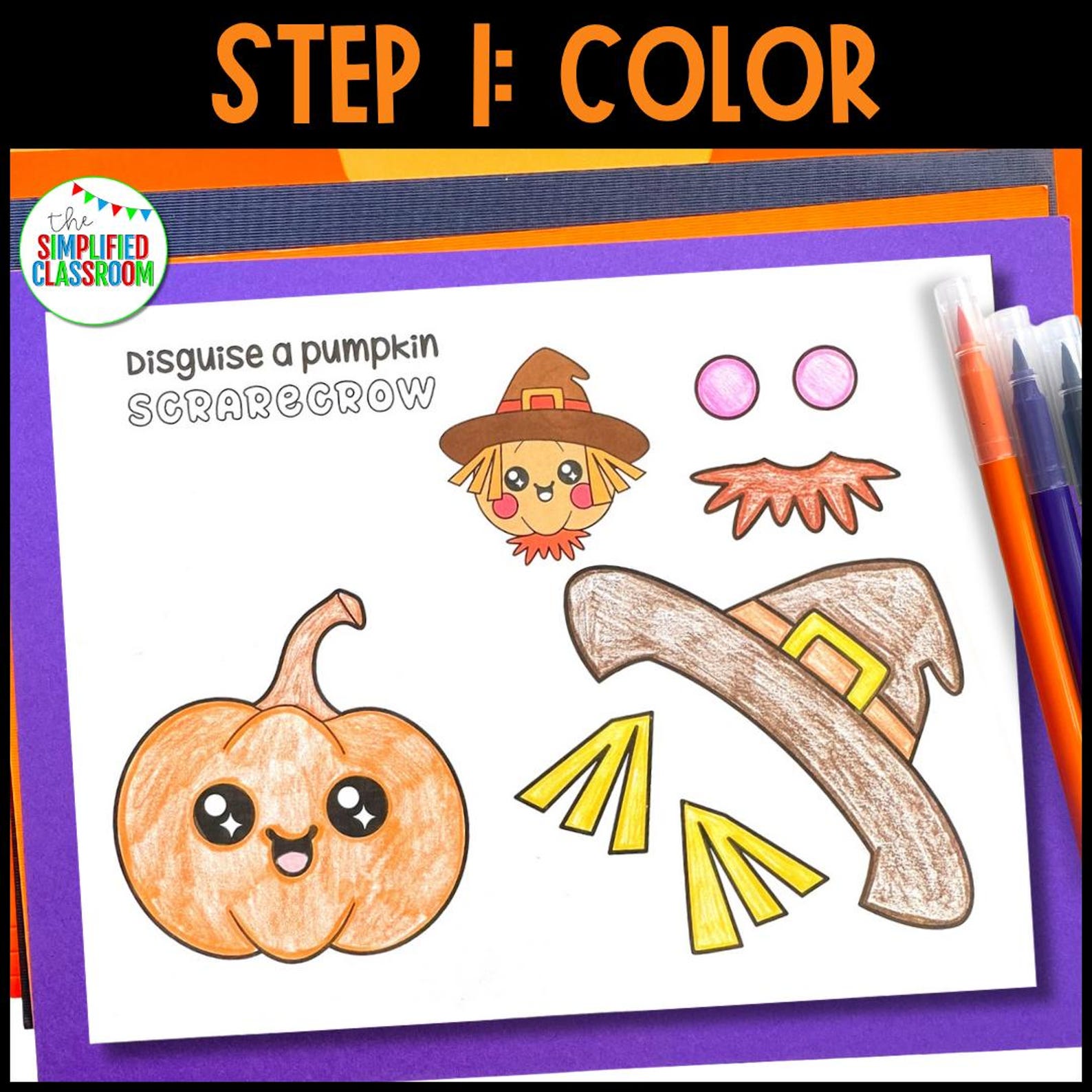 Disguise a Pumpkin Cut & Paste Easy Halloween Craft Kindergarten 1st ...