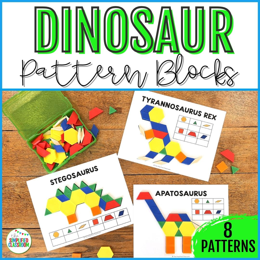 Dinosaur Pattern Block Mats, Dinosaur Pattern Block Templates, Dinosaur ...