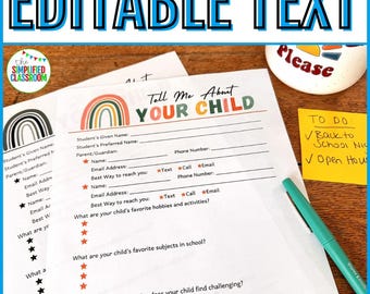 Tell Me About Your Child Parent Form, Teacher Handout Forms, Parent ...