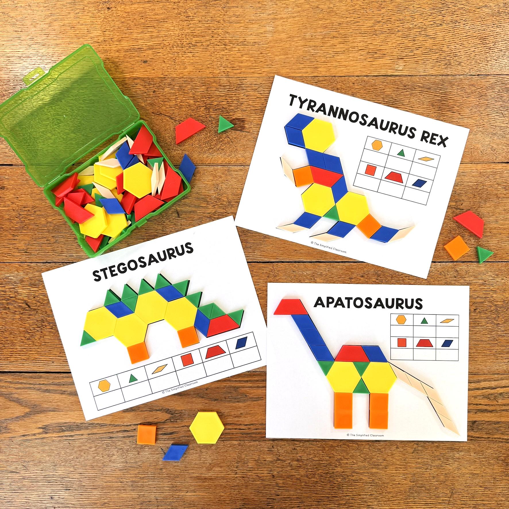 Dinosaur Pattern Block Mats, Dinosaur Pattern Block Templates, Dinosaur ...