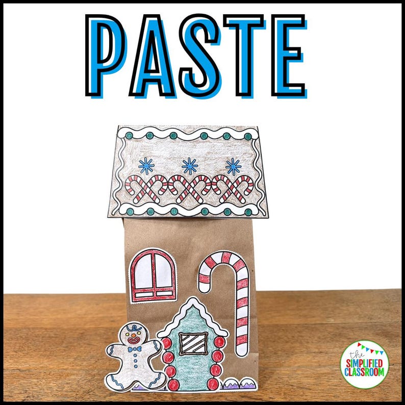 Paper Bag Gingerbread House Craft Templates | Christmas Art Activity ...