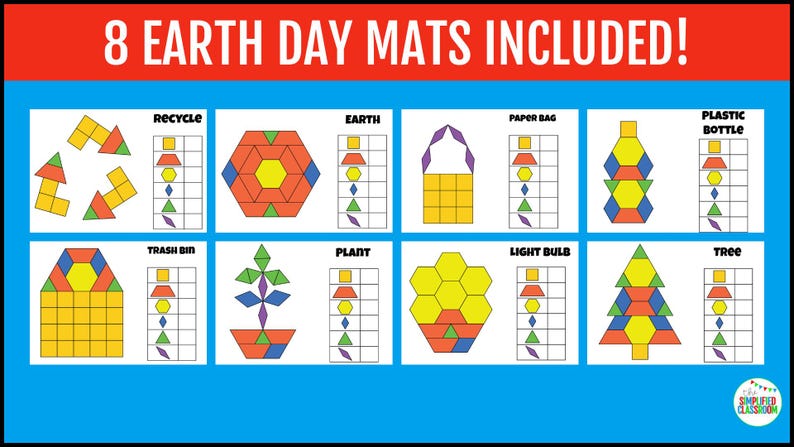 Earth Day Pattern Blocks, Earth Day Tangrams, Pattern Block Templates ...