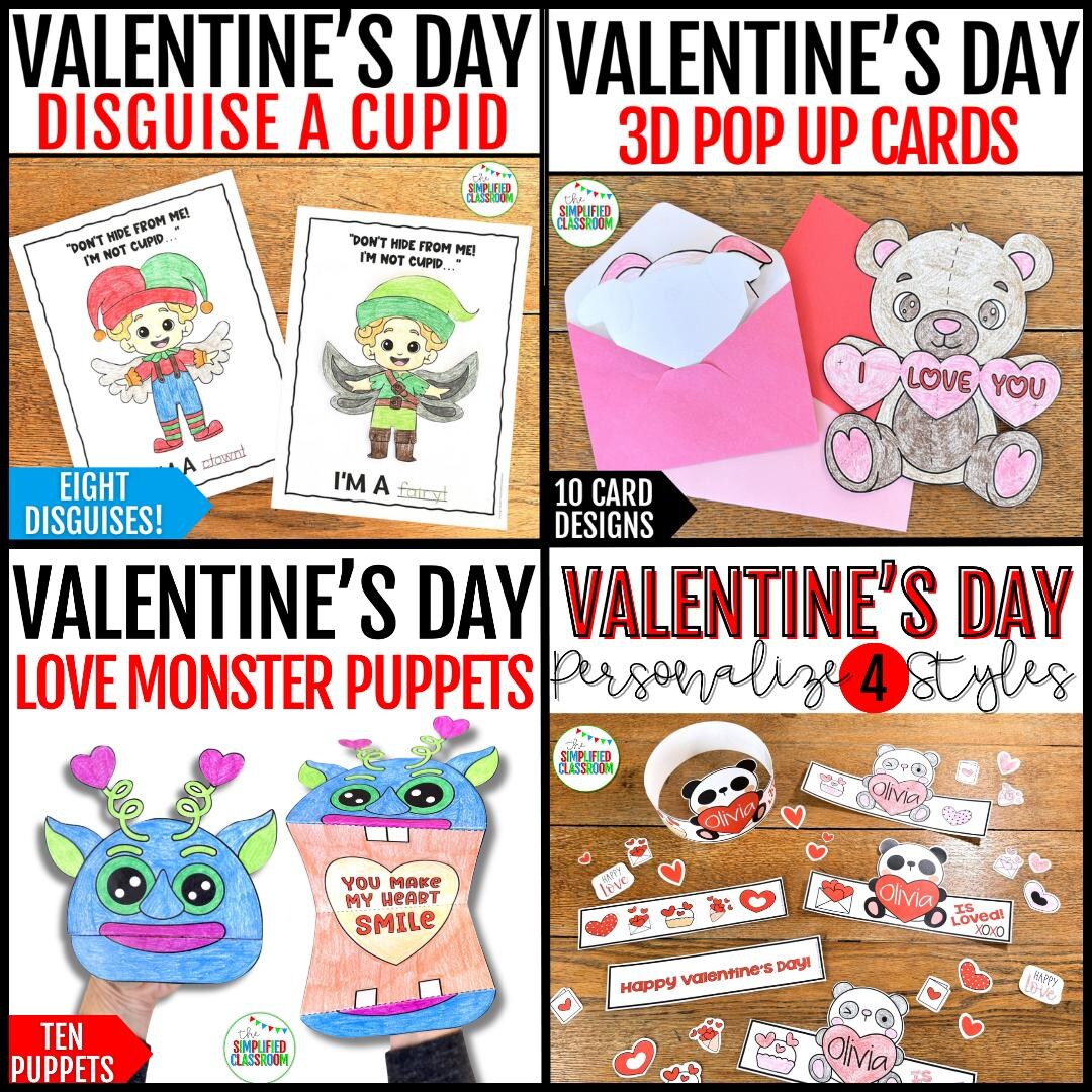 Valentines Day Crown Hat Headband Kids Coloring Cards & Easy Crafts - Etsy