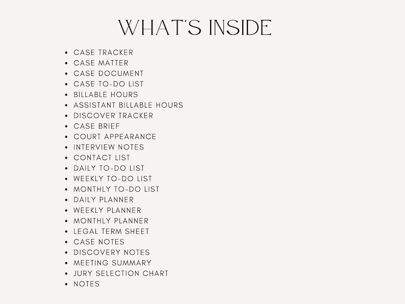 Litigation Binder, Case Management, Paralegal Litigation Tracker, Legal ...