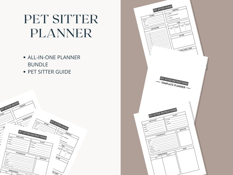 Pet Sitter Guide Template, Printable Dog Sitter Instructions, Pet Care Checklist, Dog Sitter ...