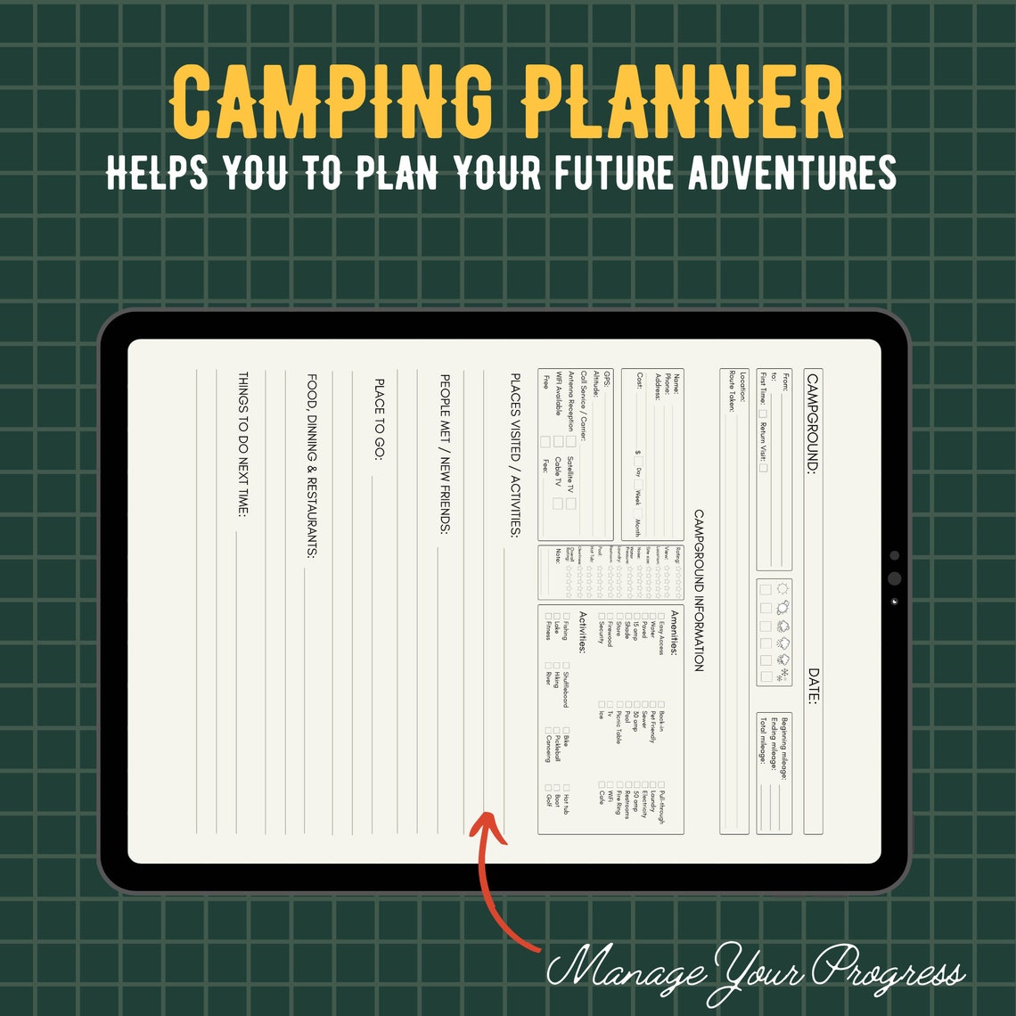 Camping Planner Checklist Tent Glamping Check List Binder Minimal ...