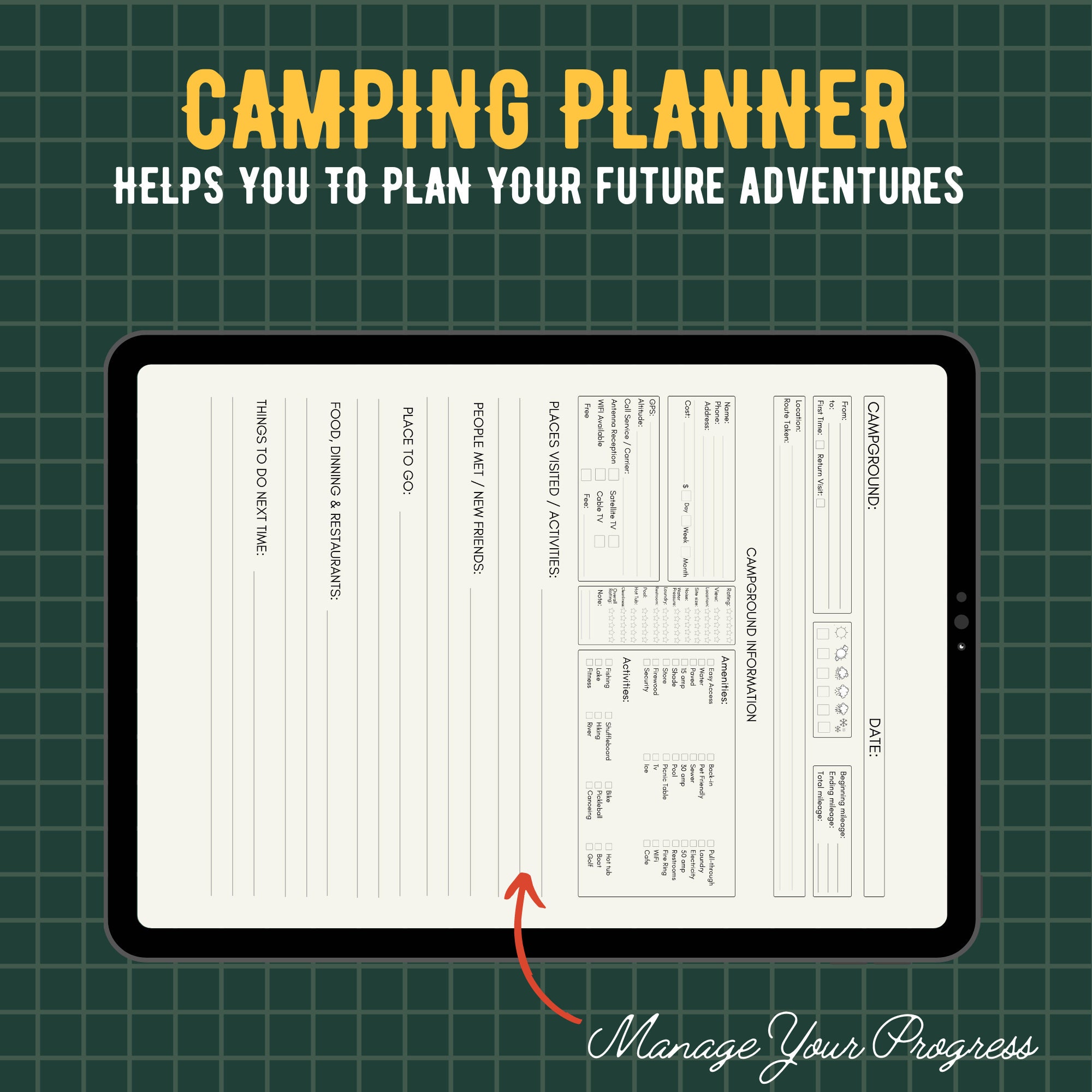 Camping Planner Checklist Tent Glamping Check List Binder Minimal ...