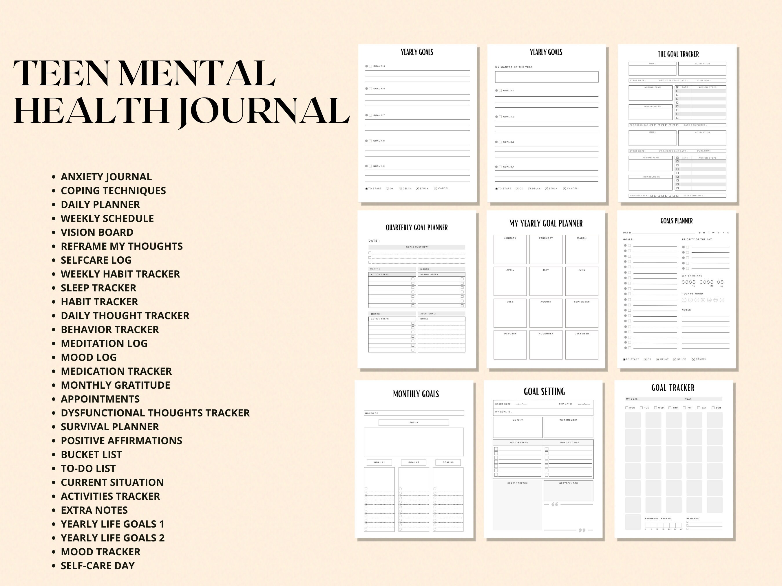 Teen Mental Health Journal, Teen Therapy Journal, Teen Coping Skills ...