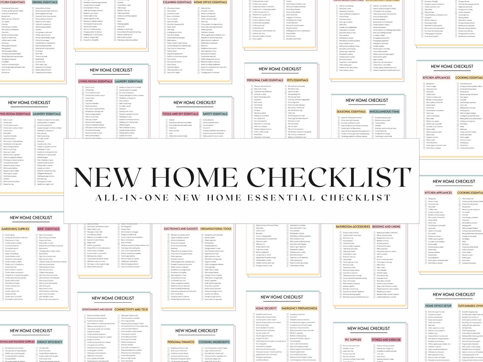 New Home Checklist, New Home Essentials Checklist, New House Checklist ...