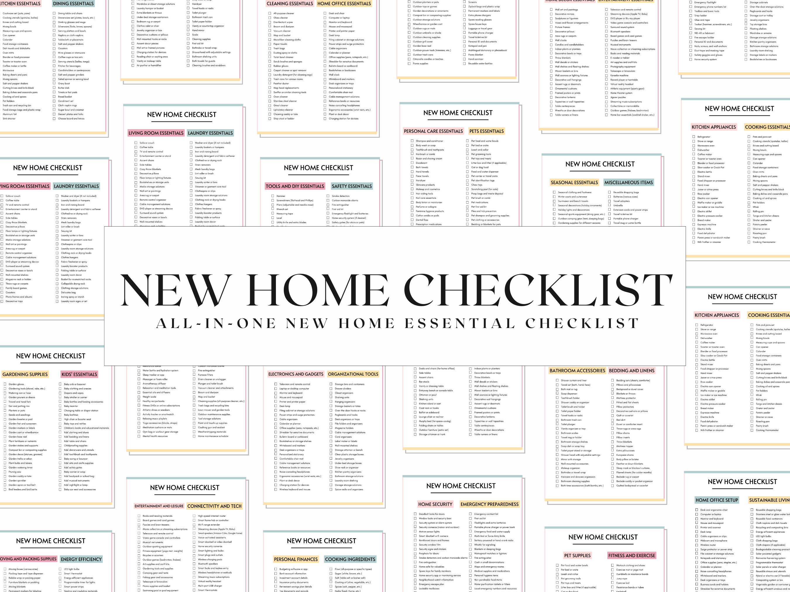 New Home Checklist, New Home Essentials Checklist, New House Checklist ...