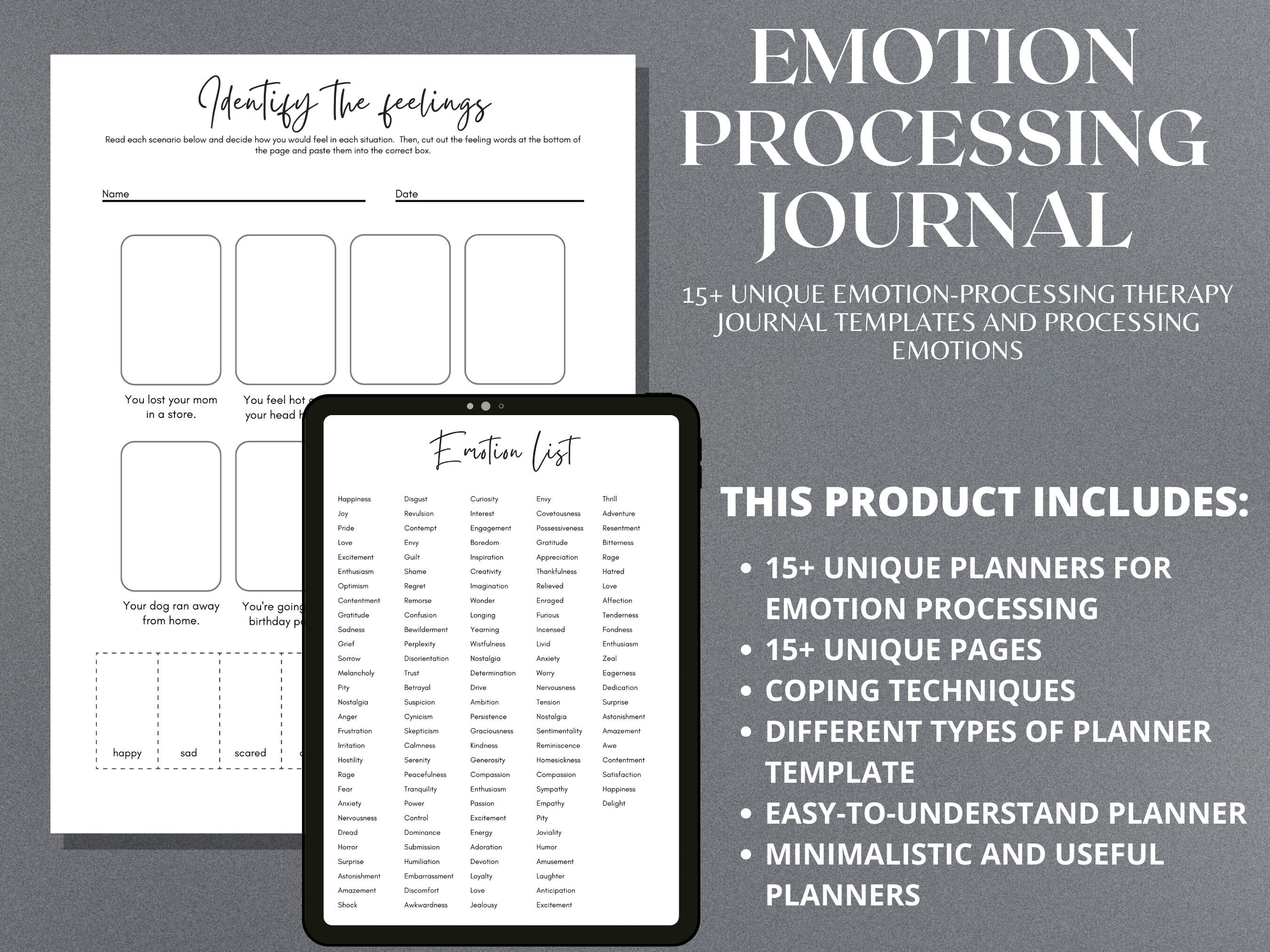 Emotion Processing Worksheets, Emotion List, Mental Health Printable ...