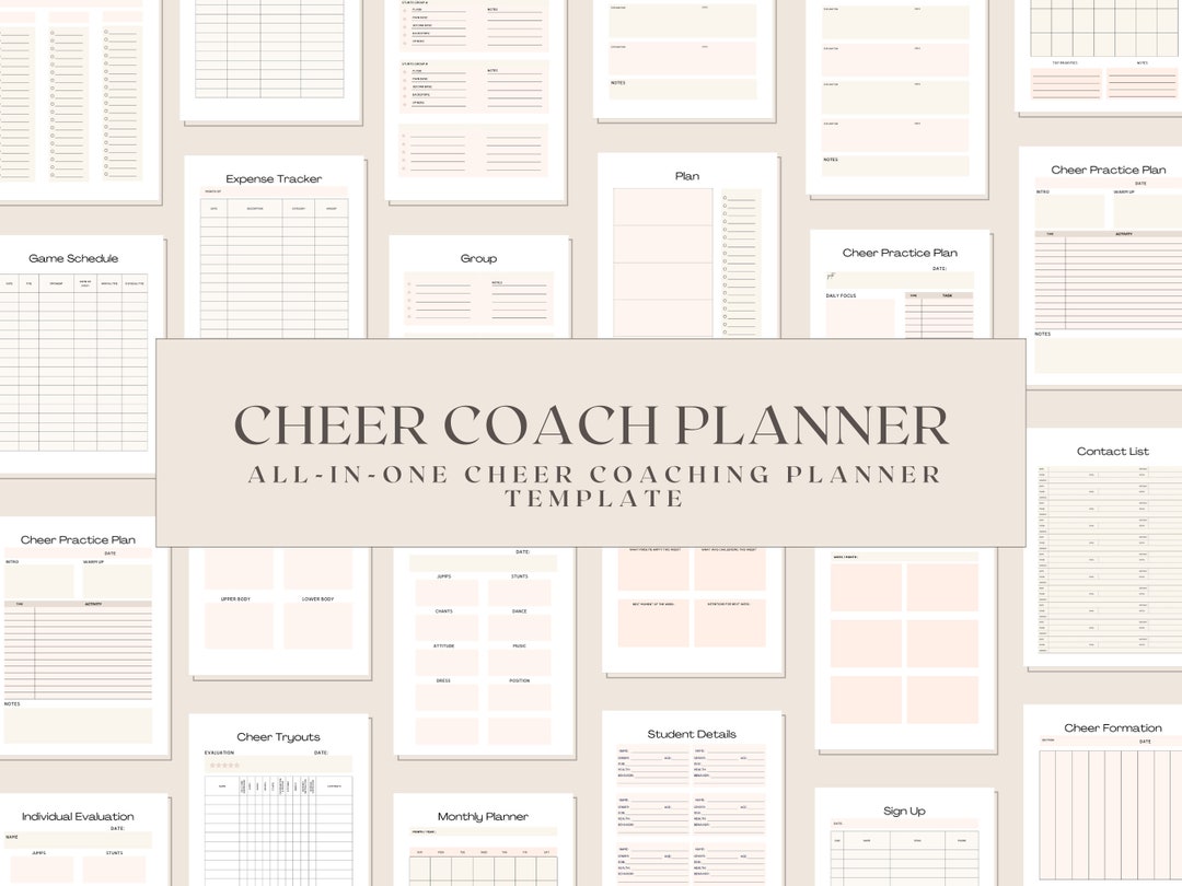 Cheer Coach Planner, Cheer Planner, Printable Cheer Coaching Planner ...