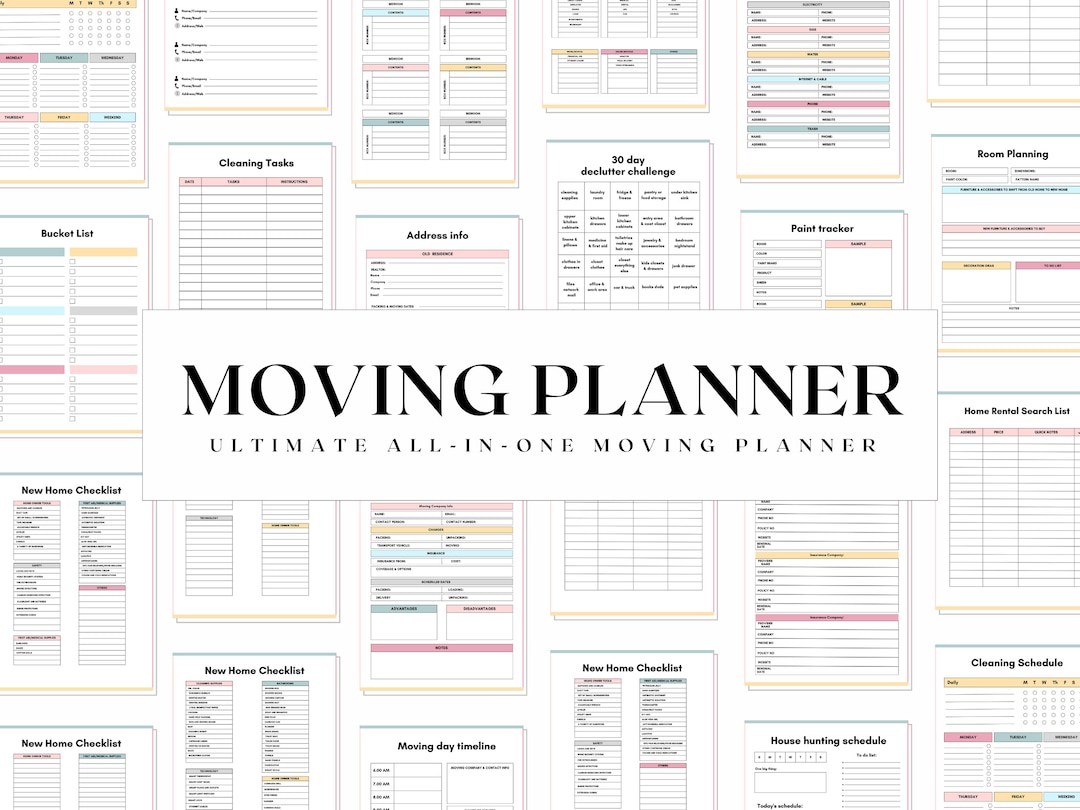 Moving Checklist, Moving Planner, Moving Binder, Moving Organization ...
