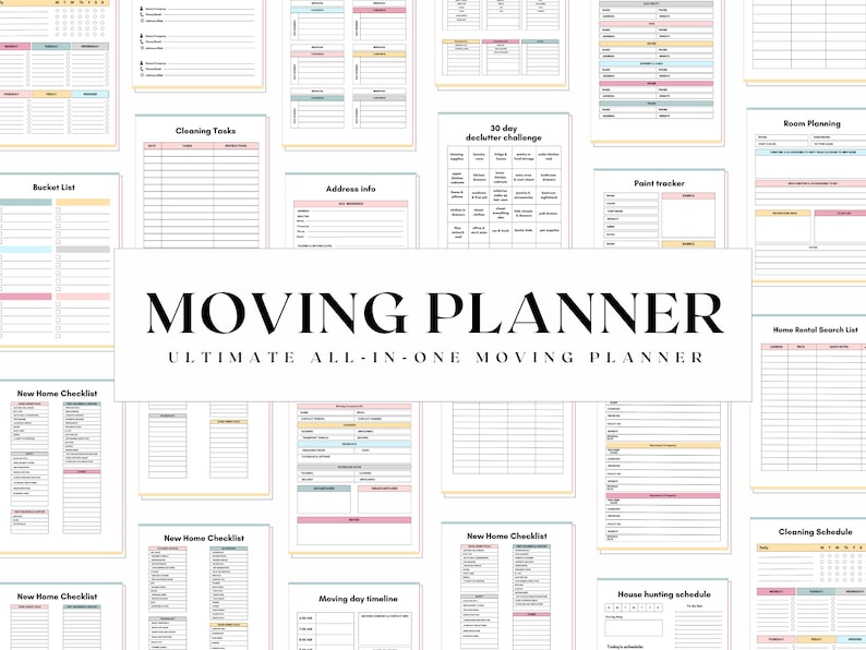 Moving Checklist, Moving Planner, Moving Binder, Moving Organization ...