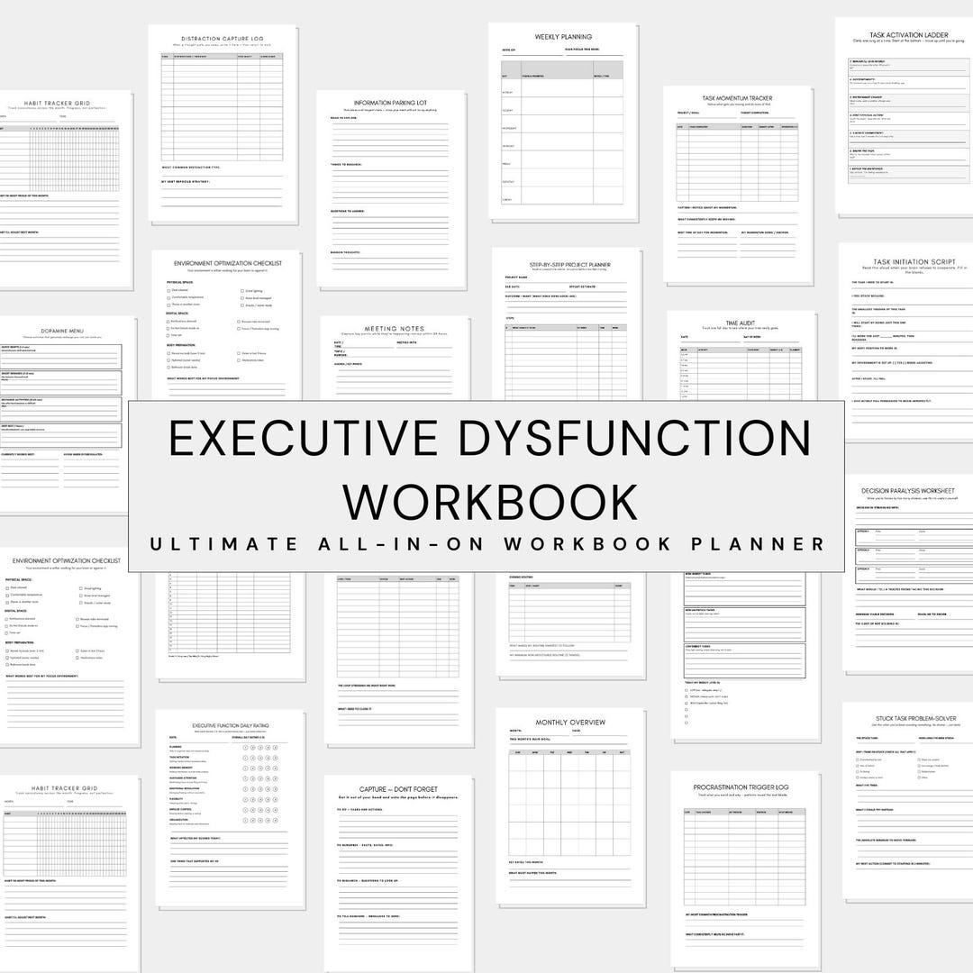 Executive Dysfunction Workbook Printable, ADHD Self Help, Task ...